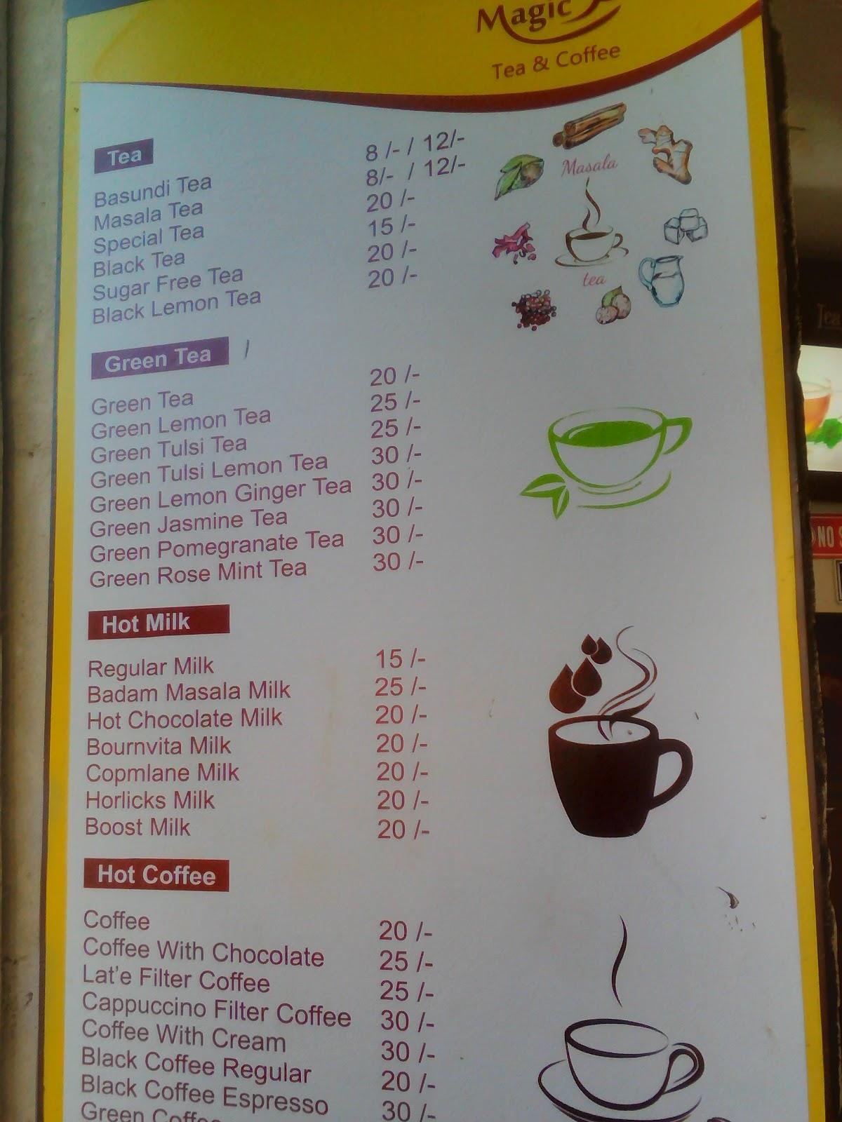 Menu at Magic Tea and Coffee, Kolhapur, P62Q+6VG
