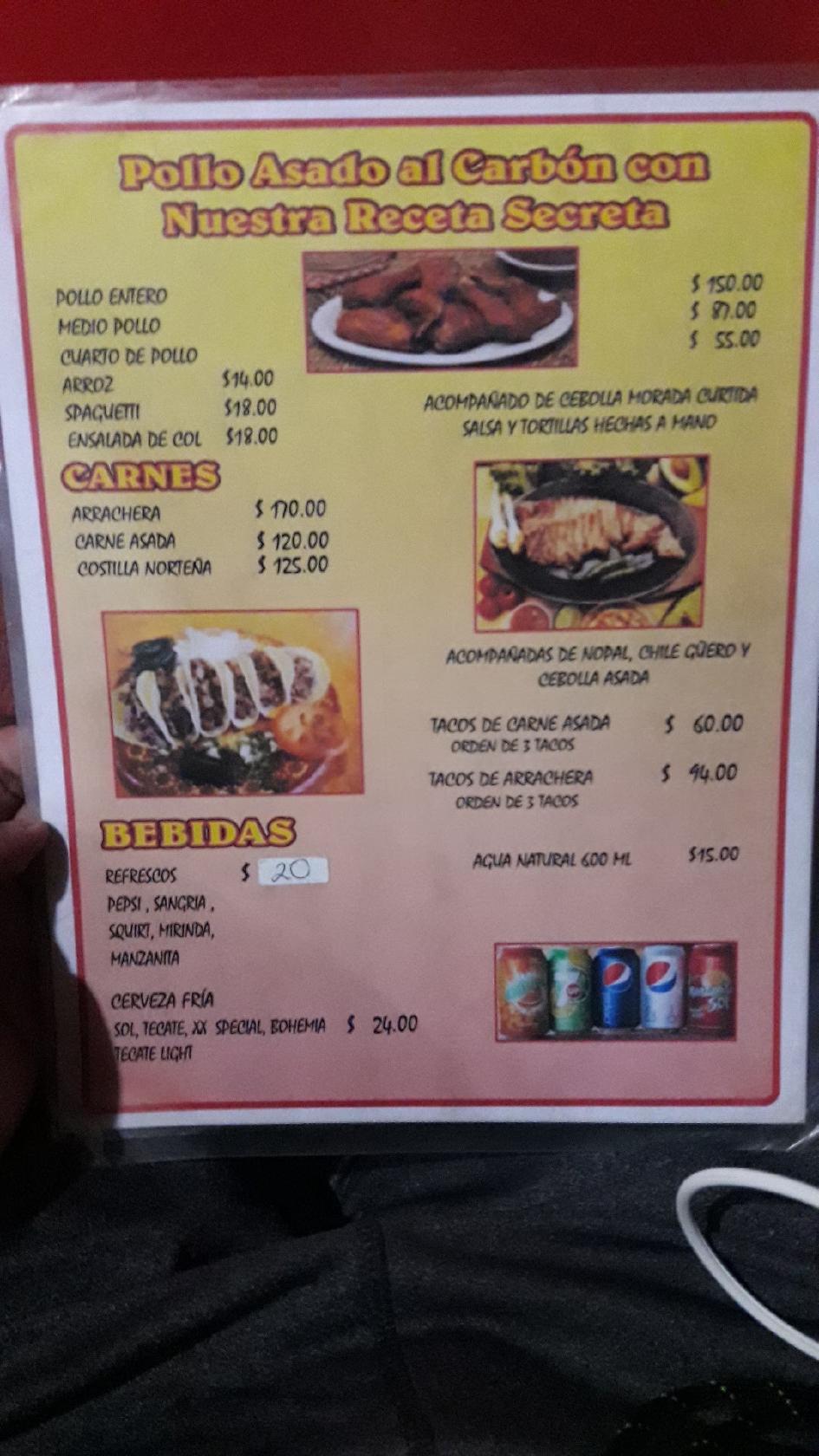 Menu at Pollo Feliz restaurant, Zihuatanejo, Av Jose Maria Morelos Y ...