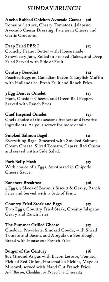 Menu at The Century Bar & Grill, Alpine