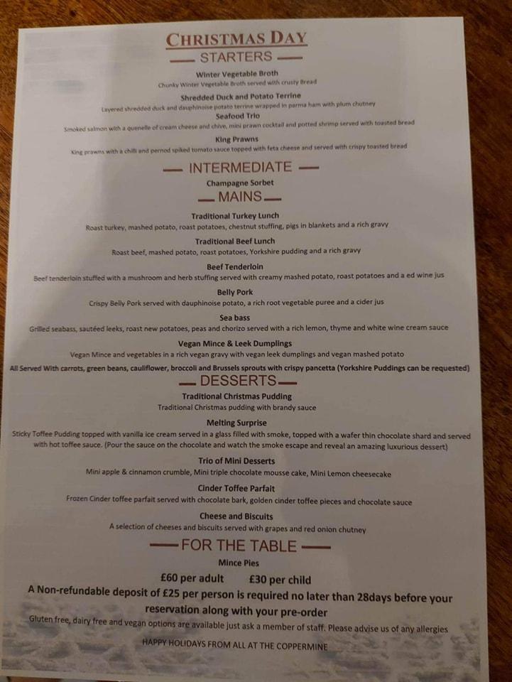 Menu at The Copper Mine pub & bar, Crook