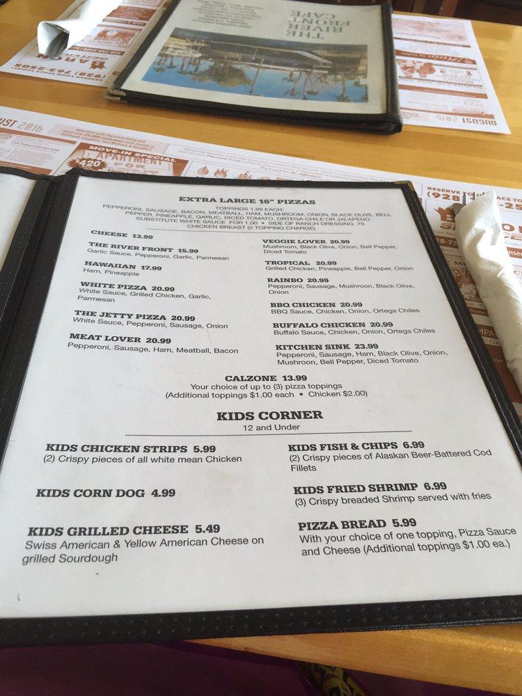 Menu at The Riverfront Cafe, Needles