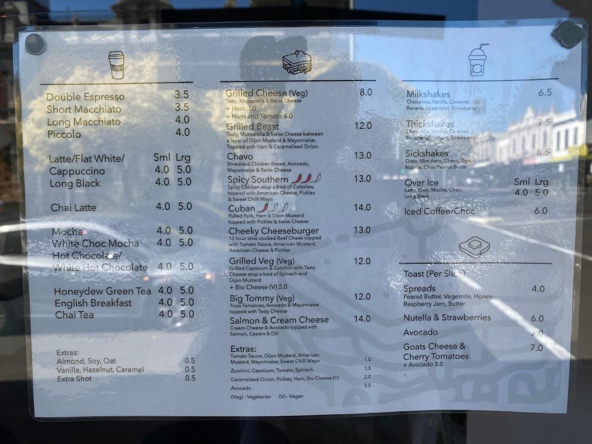 Menu at Toasty Cafe Geelong, Geelong