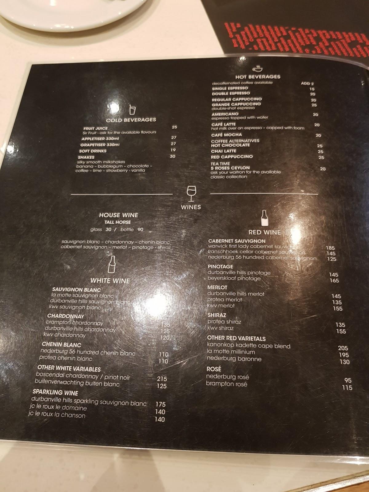 Menu at Vigour & Verve Pietermaritzburg restaurant, Pietermaritzburg