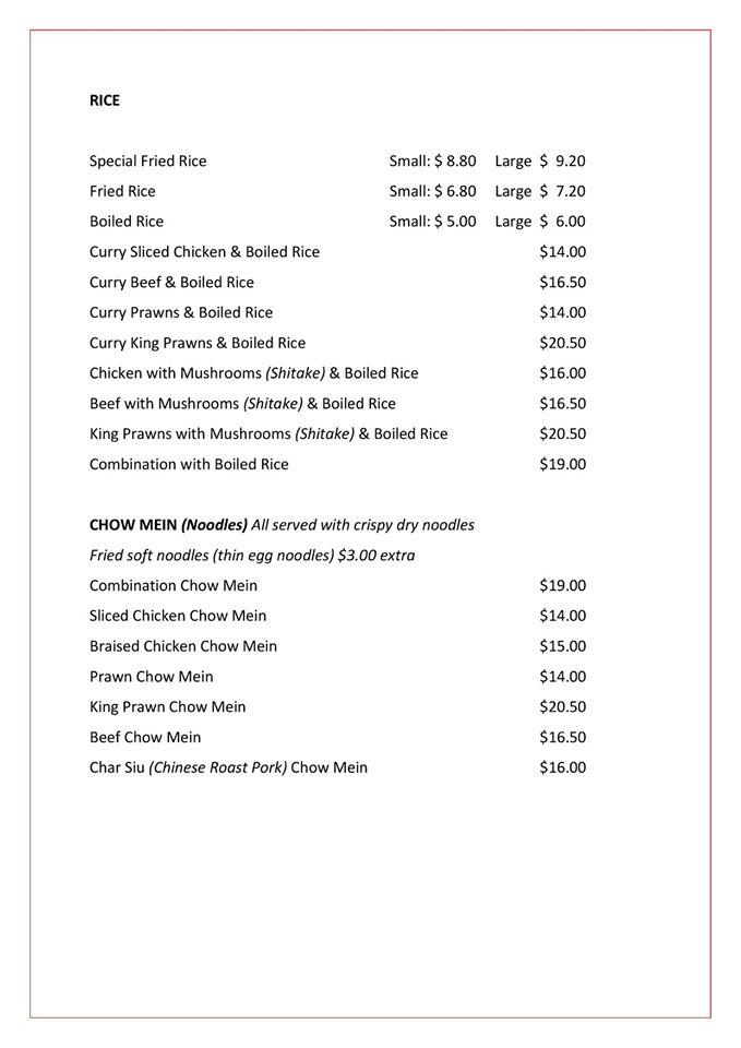Menu at Windsor Chinese Restaurant, Windsor