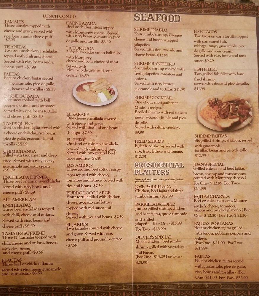 Menu at Anita Mexican Restaurant, Conroe