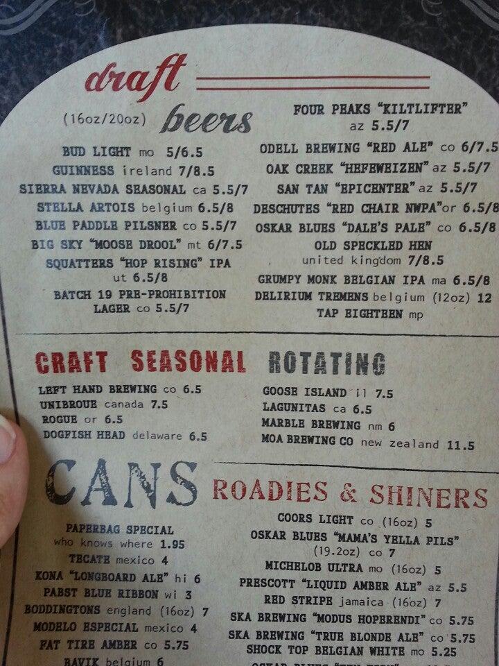 Menu at Culinary Dropout pub & bar, Phoenix, N 7th St