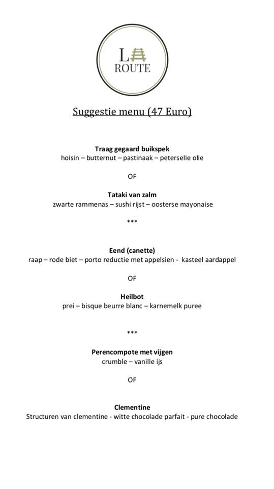 Menu at La Route, Puurs
