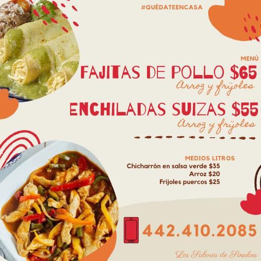 Menu at Los Sabores De Sinaloa, Santiago de Querétaro