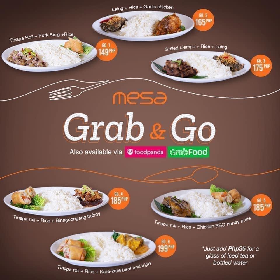 Menu at Mesa restaurant, Las Pinas, Evia Lifestyle Center