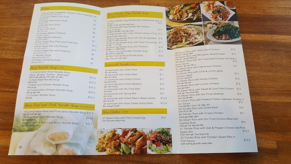 Menu at Pho 288 restaurant, Huntingdale