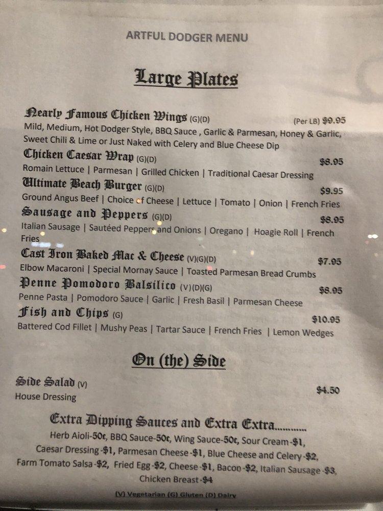 Menu at The Artful Dodger pub & bar, Boca Raton