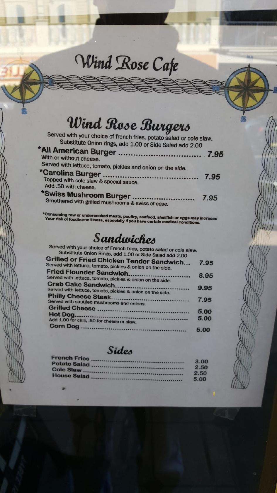 Menu at Windrose Bar & Grill, Tybee Island