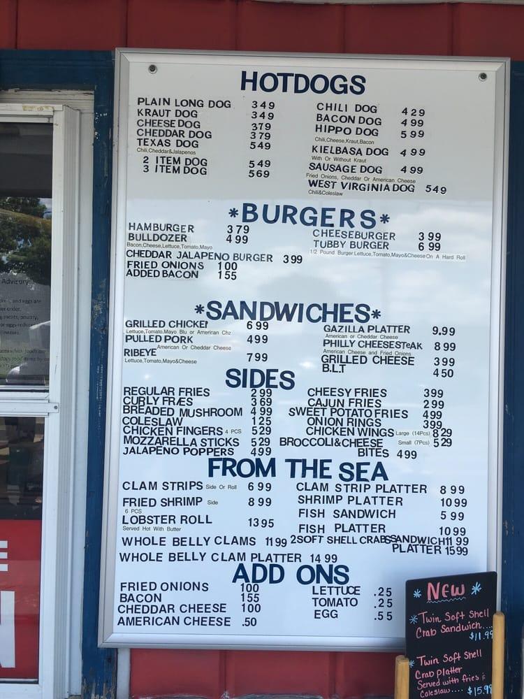 Menu at Al's Hot Dogs restaurant, Naugatuck