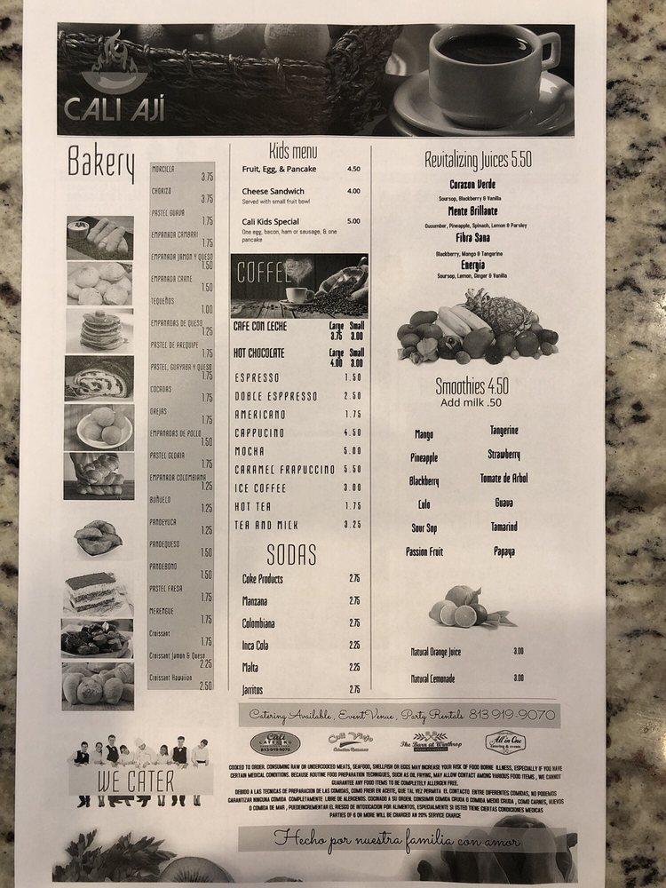 Menu at Cali Aji Latin Kitchen and Bakery, Riverview