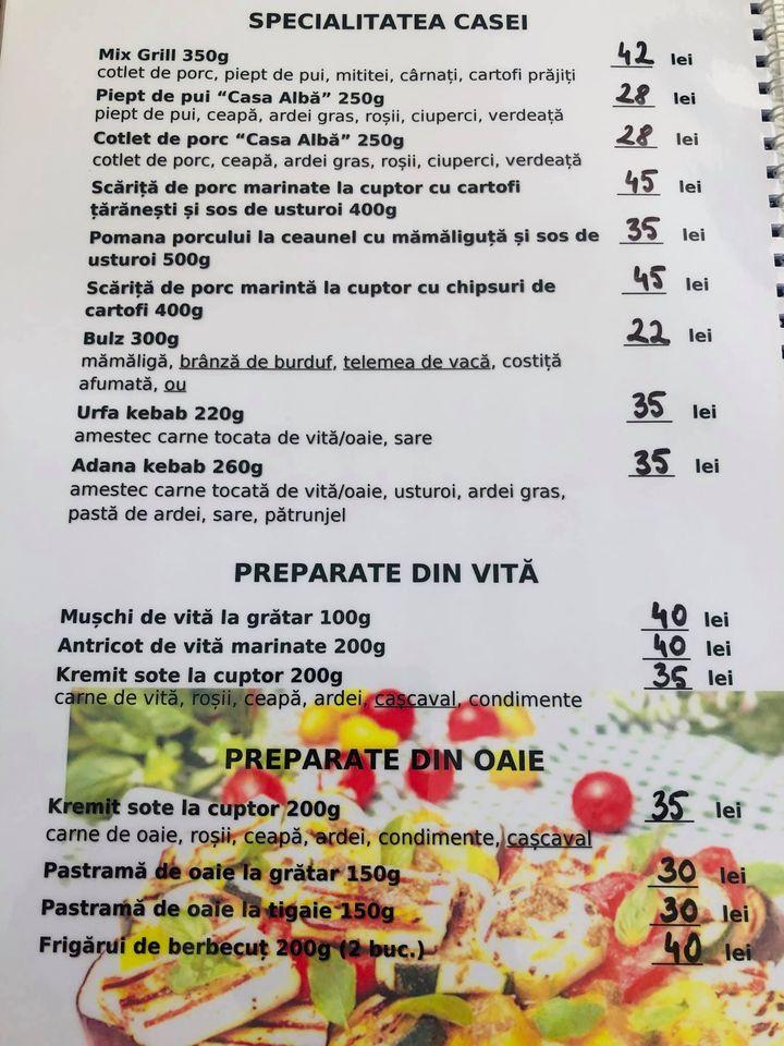 Menu at Casa Alba, Mangalia
