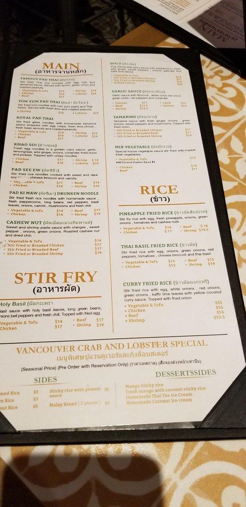 Menu at Chiang Rai Thai Kitchen and Bar, Markham