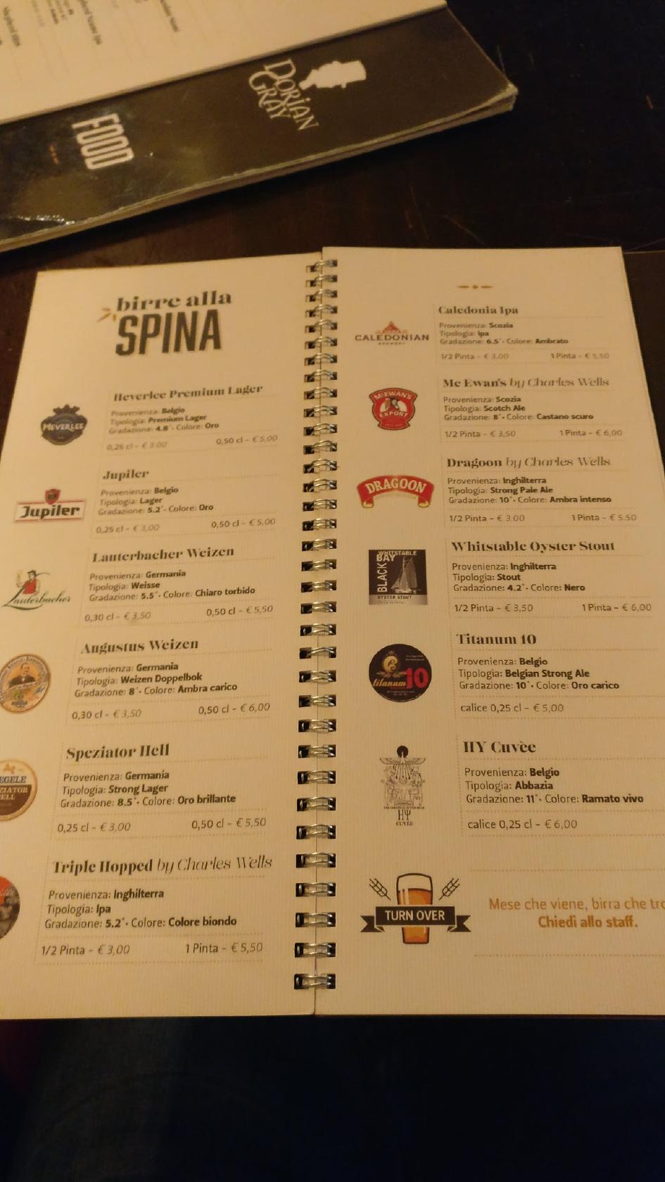 Menu da Dorian Gray Public House, San Giorgio a Cremano