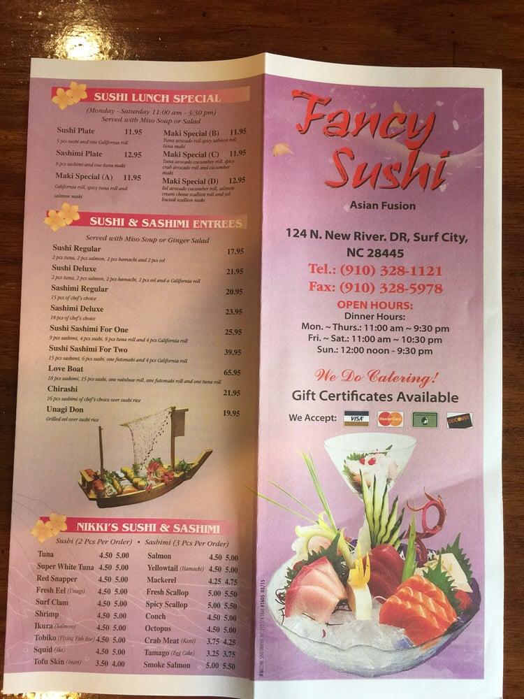 Menu at Fancy Sushi Asian Fusion restaurant, Surf City