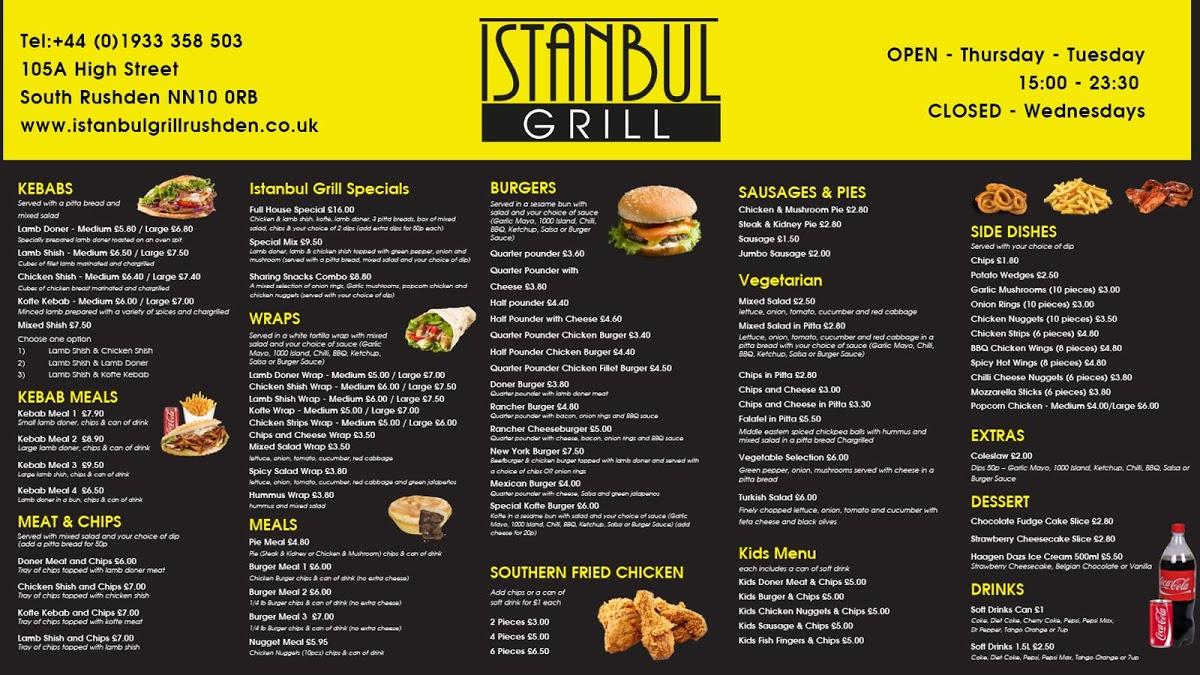 Menu at Istanbul Grill, Rushden