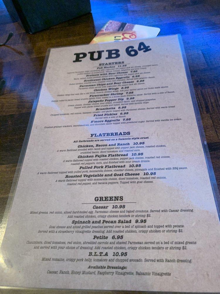 Menu at Pub 64, Sycamore