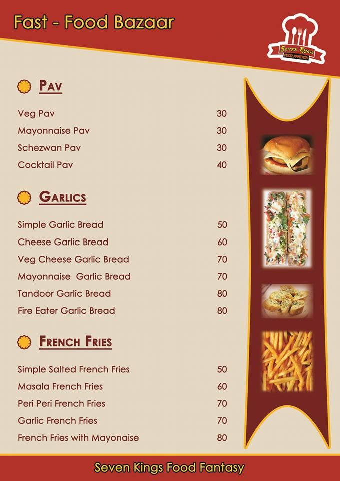 Menu at SEVEN KINGS FOOD FANTASY, Piplod