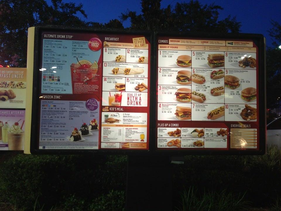 Menu at Sonic Drive-In fast food, Tampa, E Fowler Ave