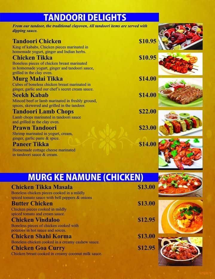 Menu at Spice of Life restaurant, Prince George