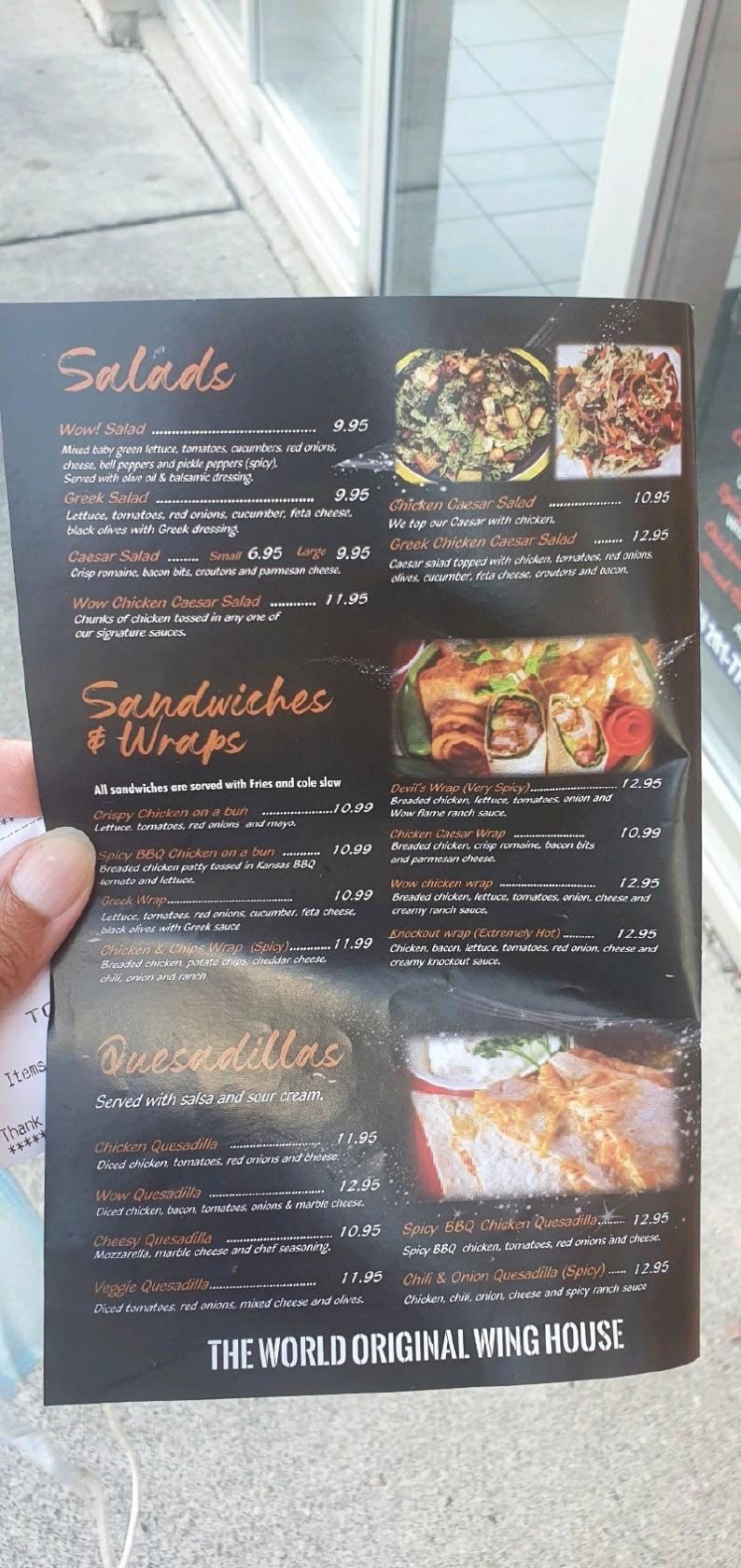 Menu at Wow! Wing House pizzeria, Markham, 50 New Delhi Dr