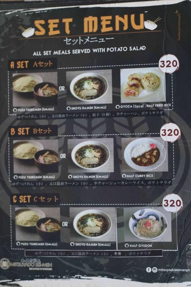 Menu at Mitsuyado Sei-Men -Bluebay restaurant, Pasay