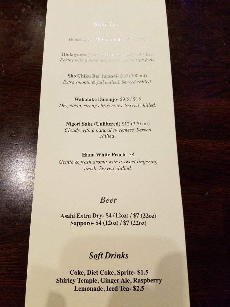 Menu at Shima Japanese Restaurant, Stanwood