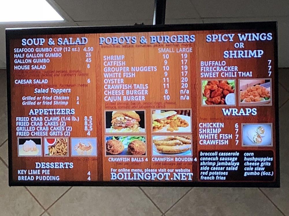Menu at The Boiling Pot restaurant, Mobile, Airport Blvd