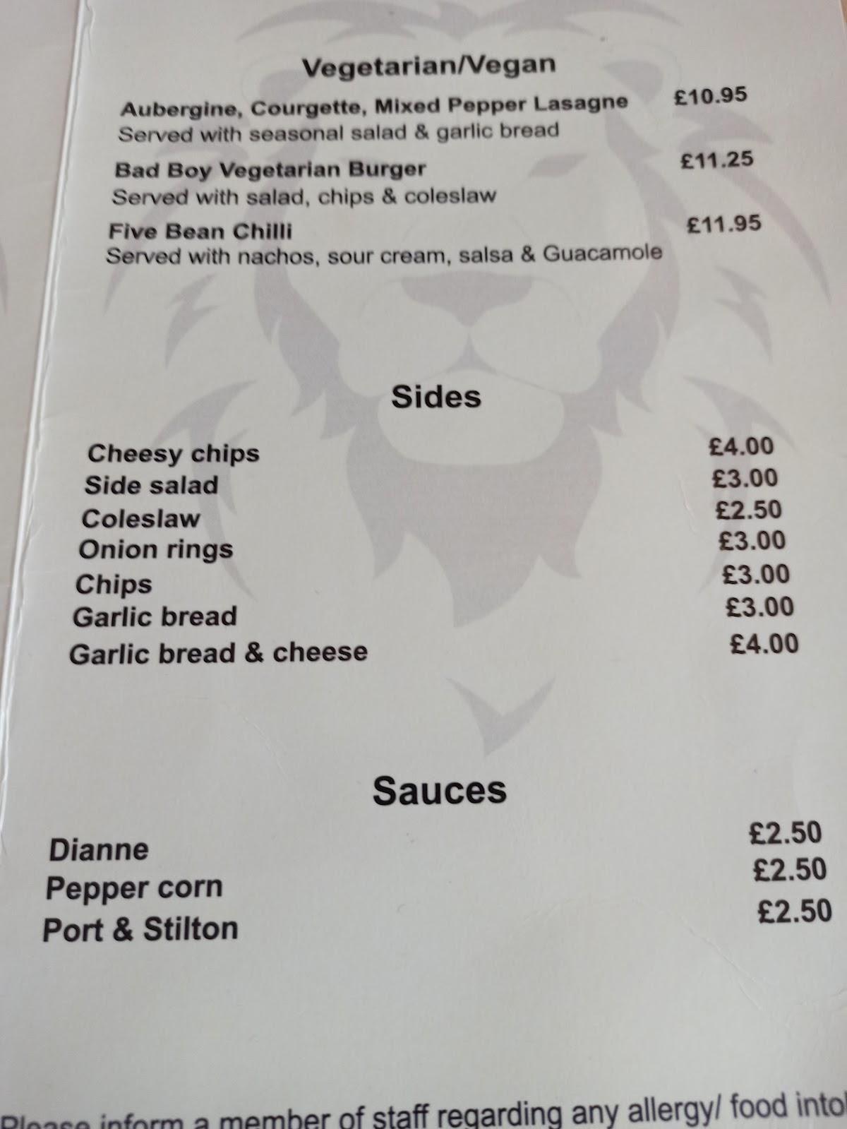 Menu at The White Lion pub & bar, Newport