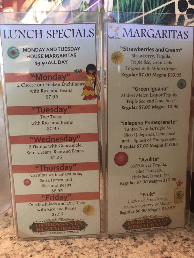 Menu at Tierra Santa Mexican Restaurant, San Diego, Santo Rd Suite E & F
