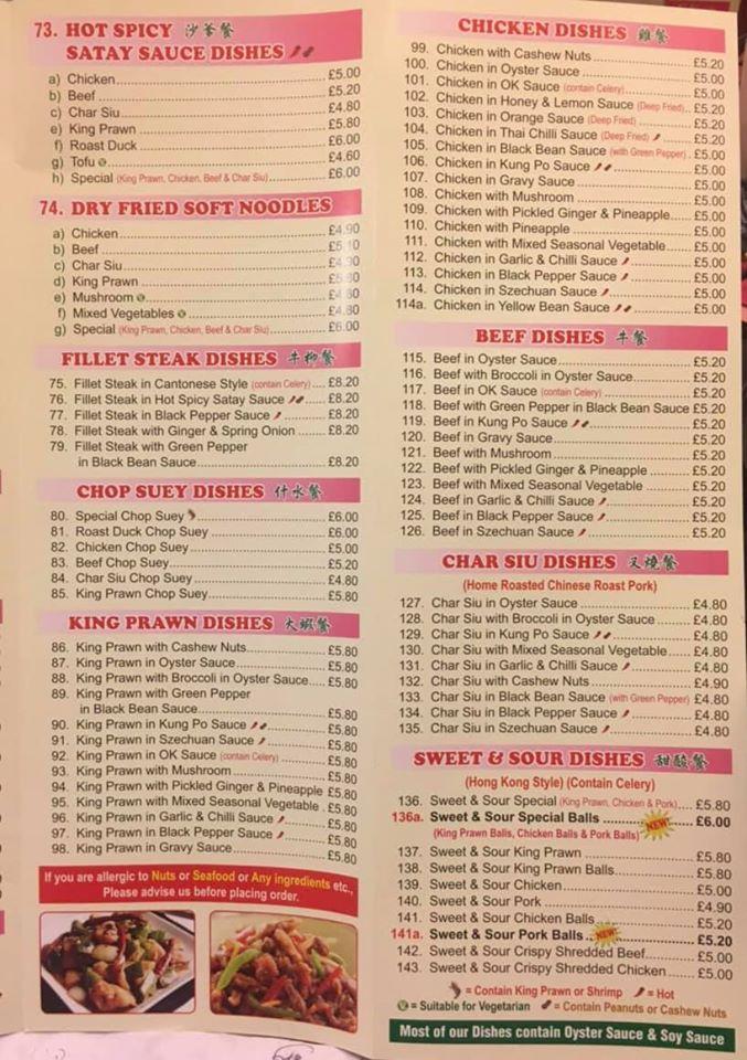 Menu at The Welcome Chinese Restaurant, South Kirkby