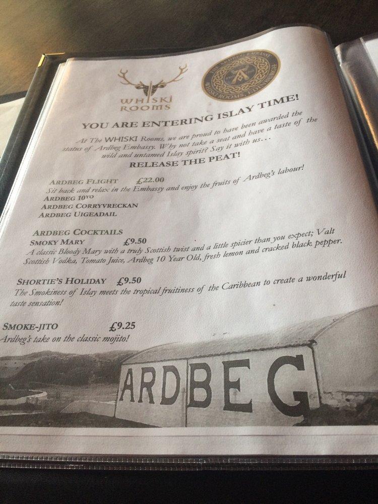 Menu at Whiski Rooms pub & bar, Edinburgh, 4-7 N Bank St