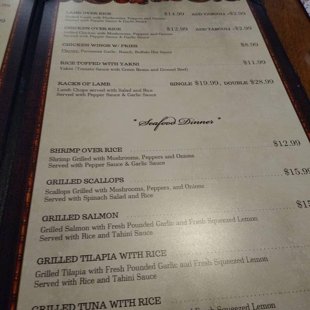 Menu at Zenobia Cuisine & Bar, Canfield