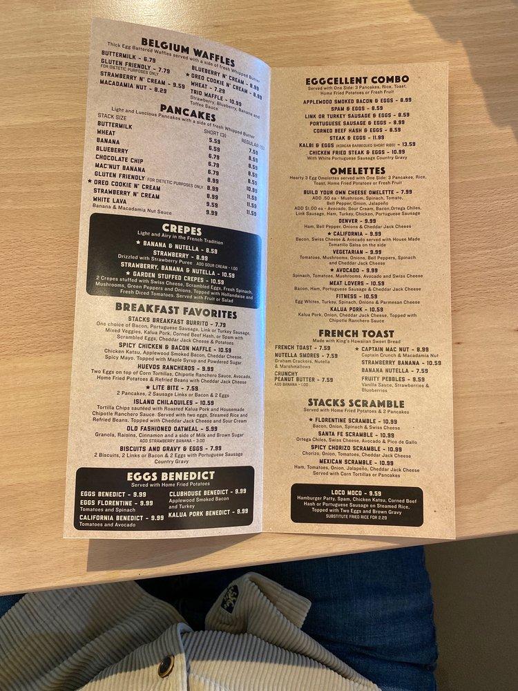 Menu at Aloha Stacks restaurant, Mission Viejo, Santa Margarita Pkwy
