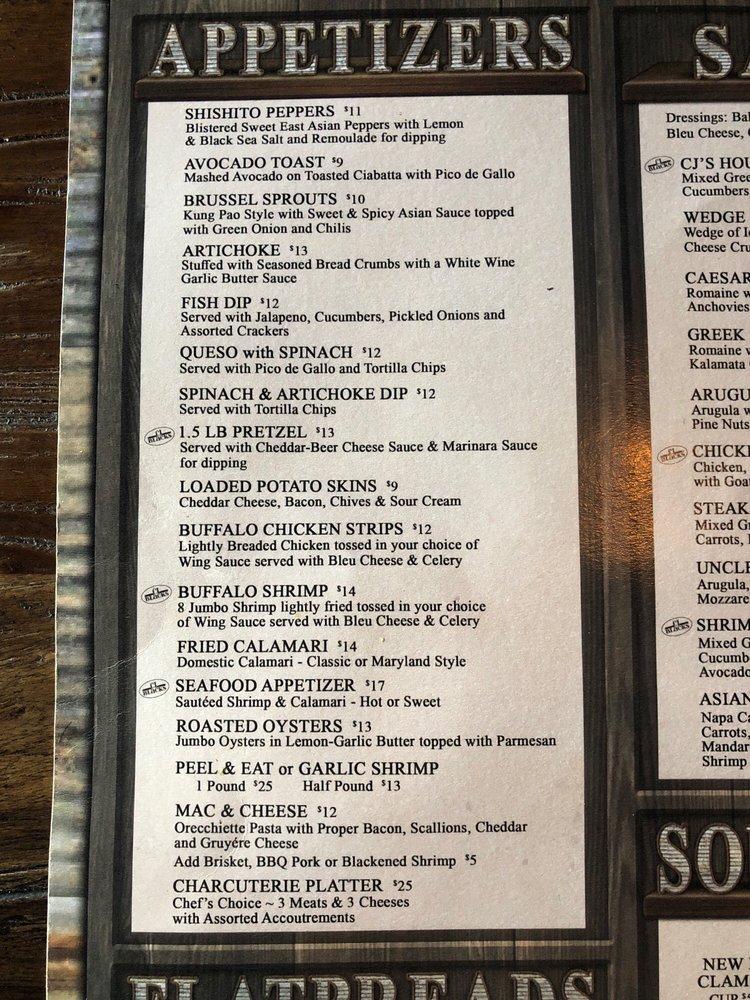 Menu at CJ Blacks Restaurant & Bar, Davie