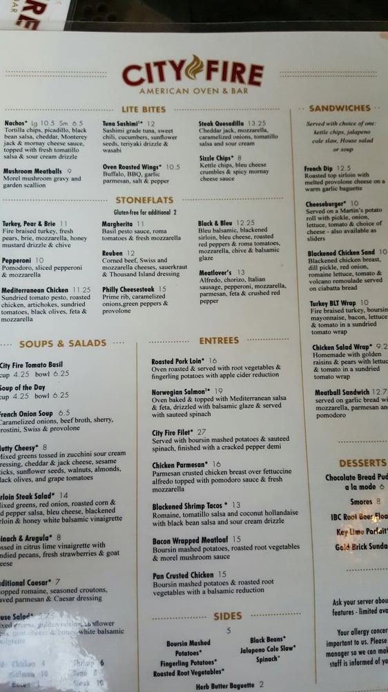 Menu at City Fire pub & bar, The Villages, Canal St
