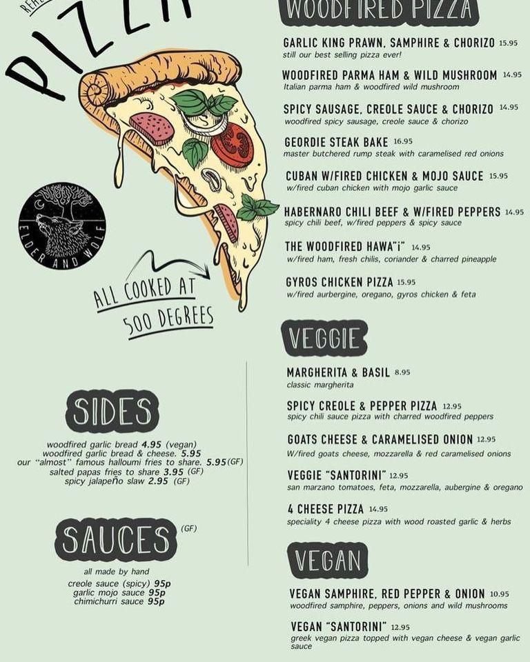 Menu at Elder and Wolf pub & bar, Whitley Bay