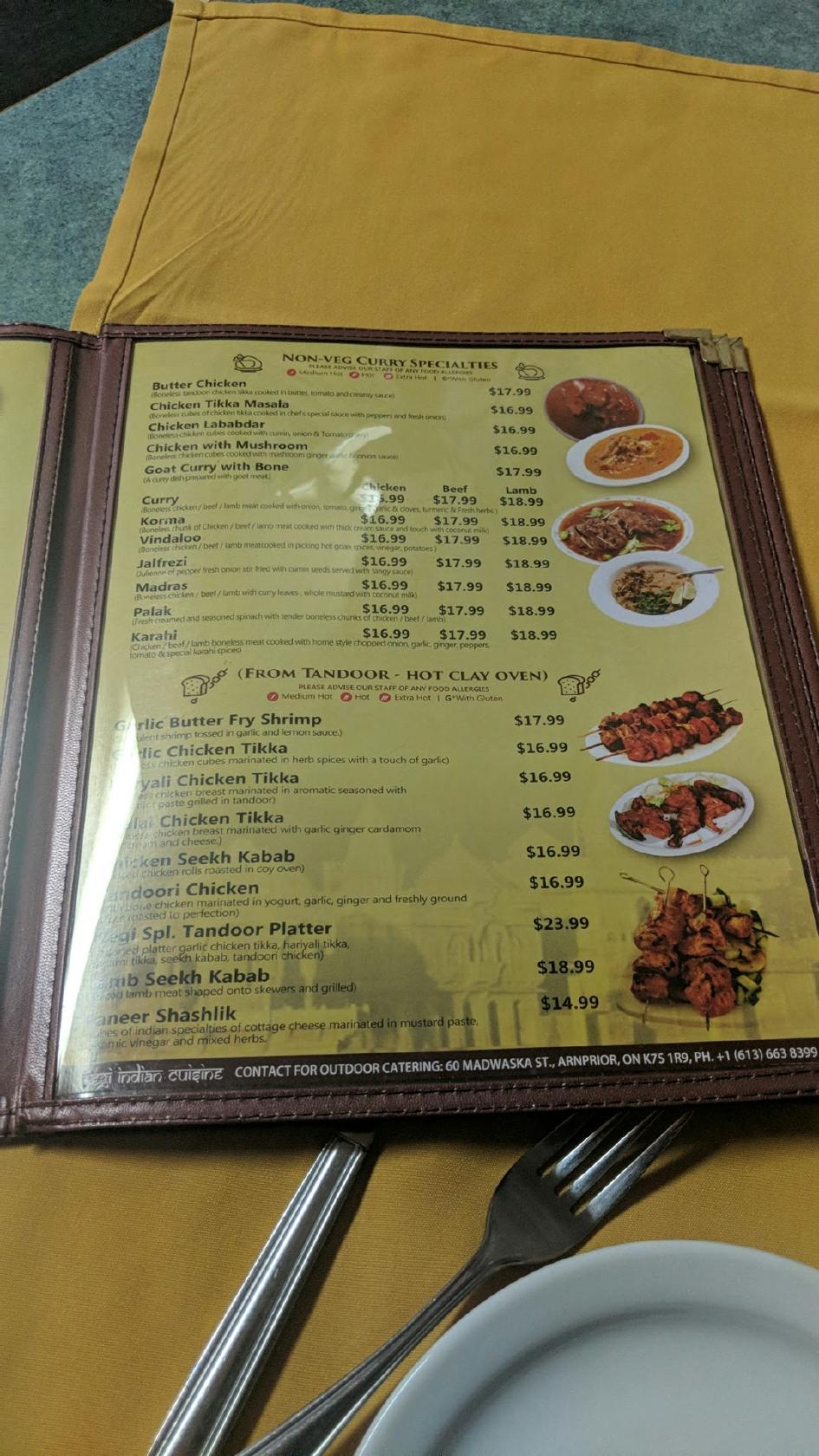 Menu at NEGI INDIAN CUISINE restaurant, Arnprior