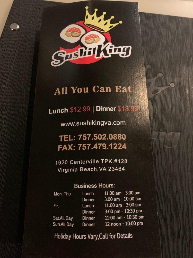 Menu at Sushi King restaurant, Virginia Beach, Centerville Turnpike
