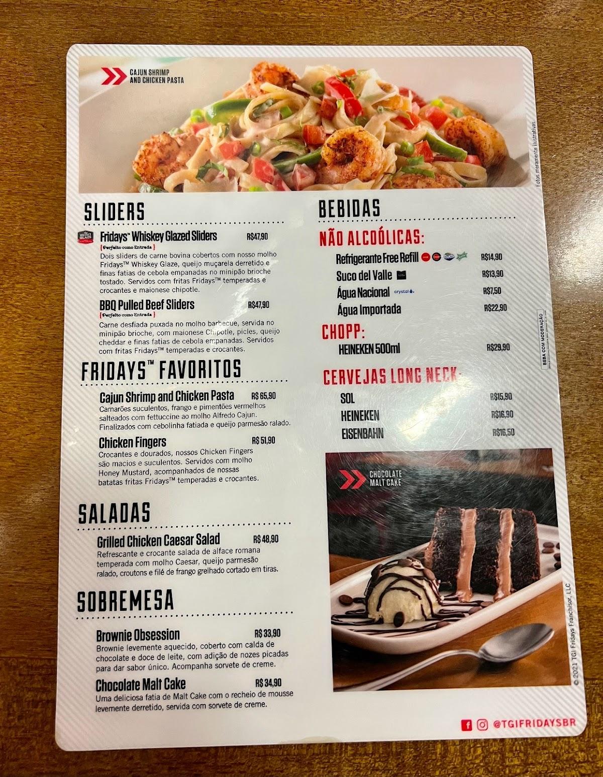 Menu at TGI Fridays: Sports Bar, Drinks, Hambúrguer, Happy Hour em Rio ...