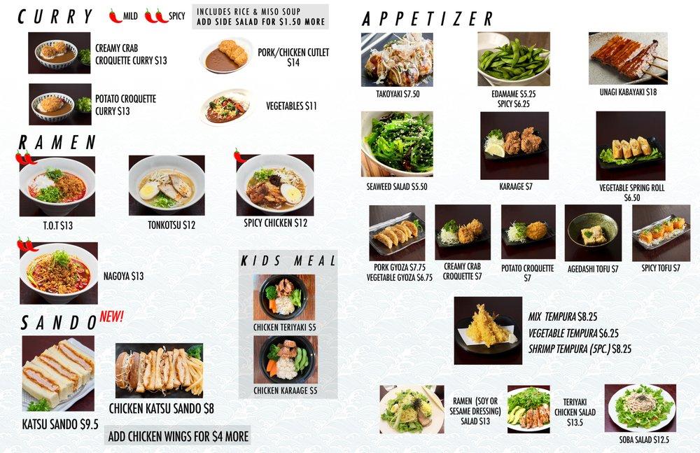 Menu at TOT Little Tokyo restaurant, Los Angeles