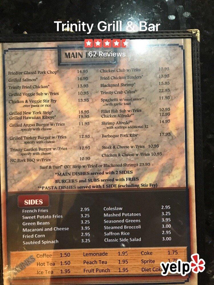Menu at Trinity Grill & Bar, Hyattsville
