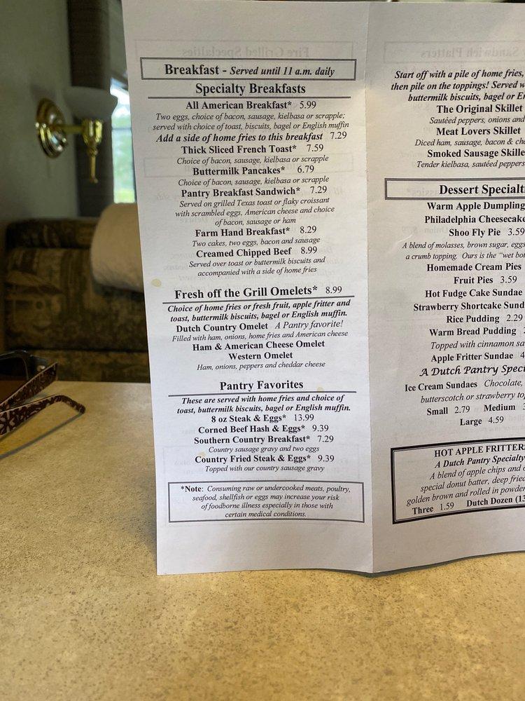 Menu at Dutch Pantry Family Restaurant, Clearfield