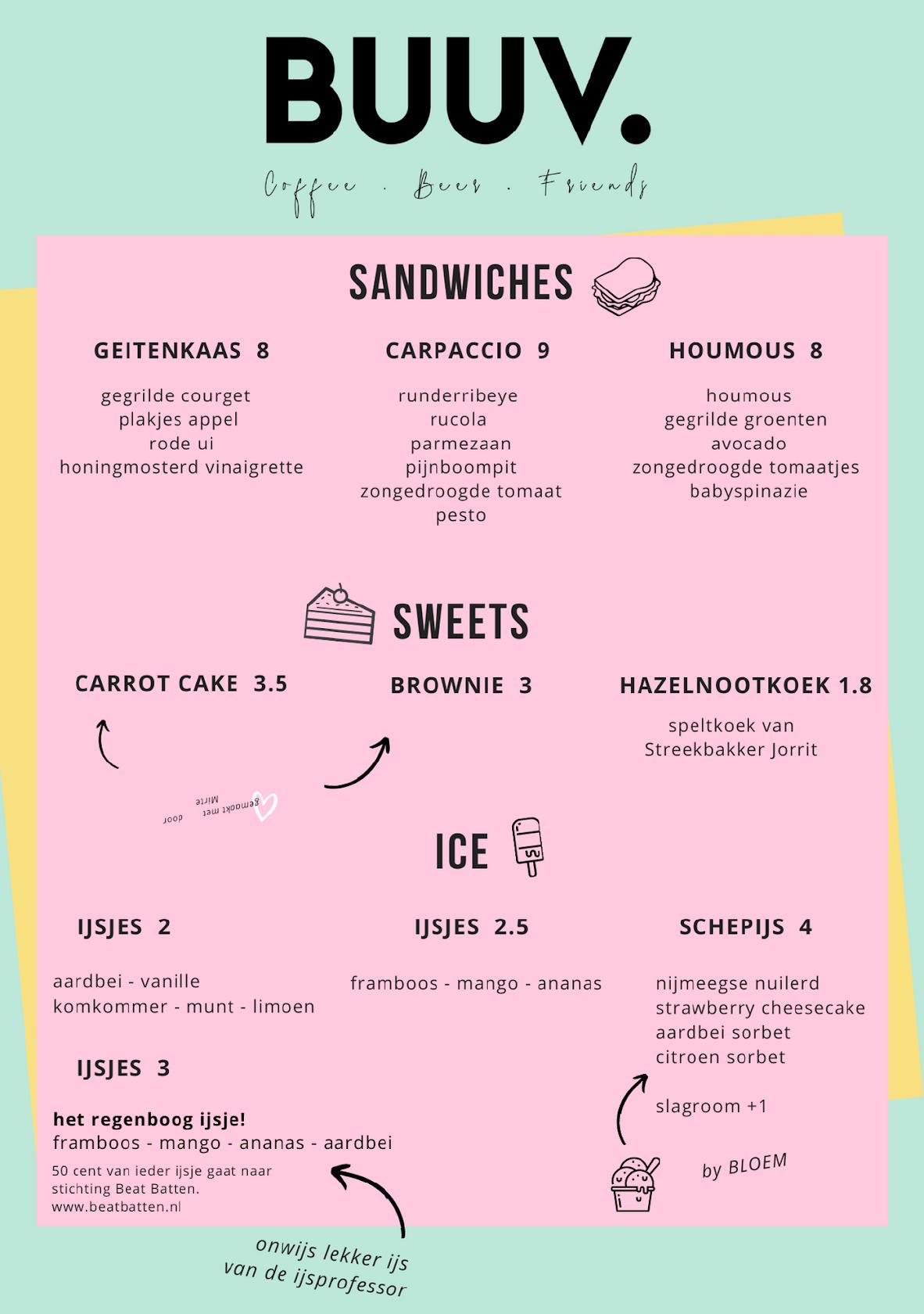 Menu at BUUV. Nijmegen, Nijmegen