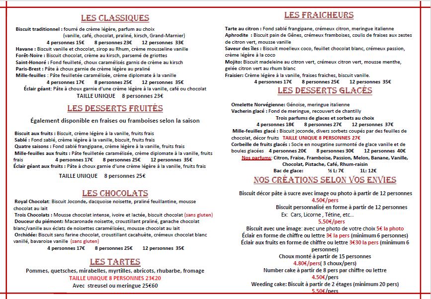 Menu au Boulangerie Patisserie Mikaël Gramfort, Sessenheim