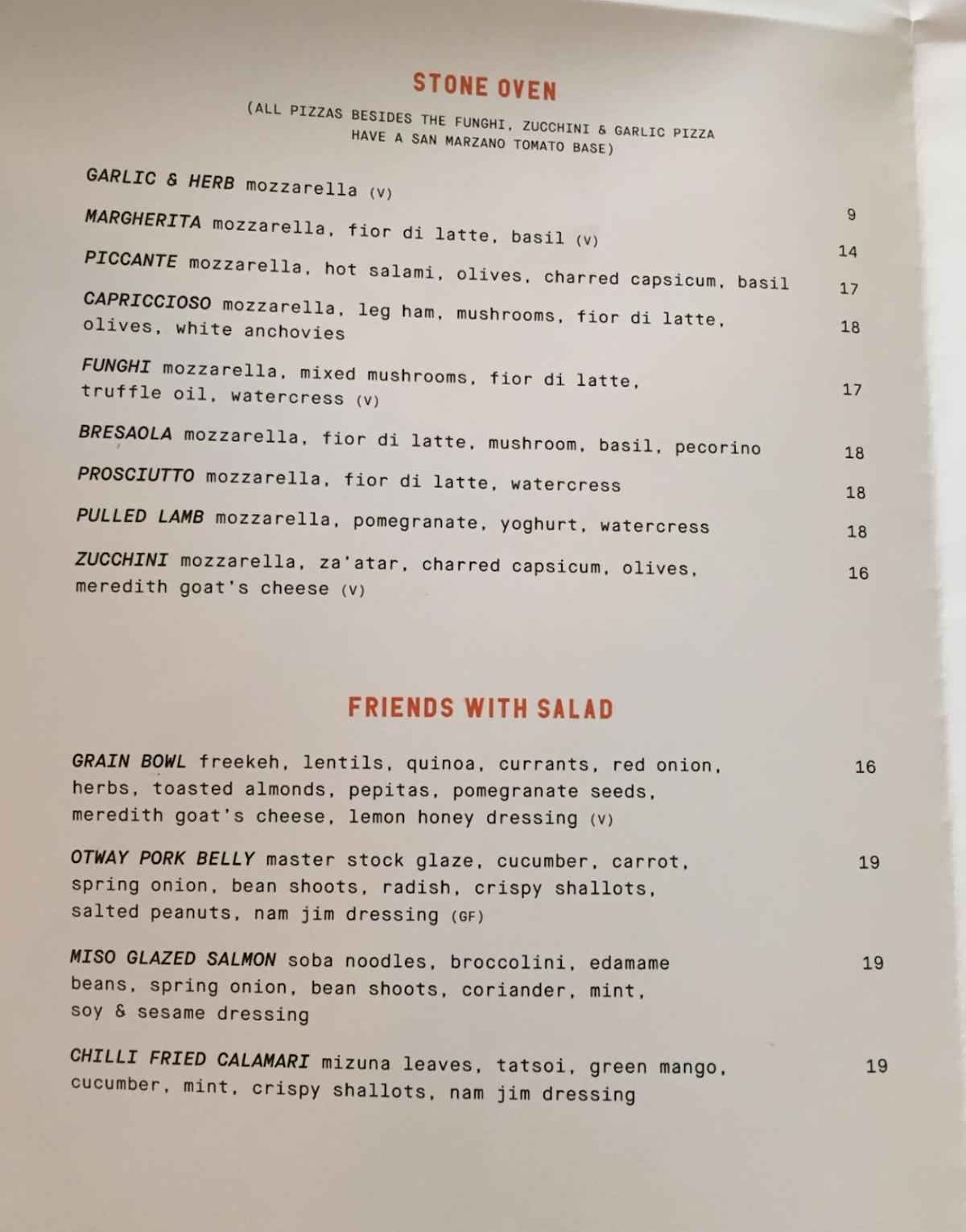 Menu at Dawson Eatery & Bar, Kew