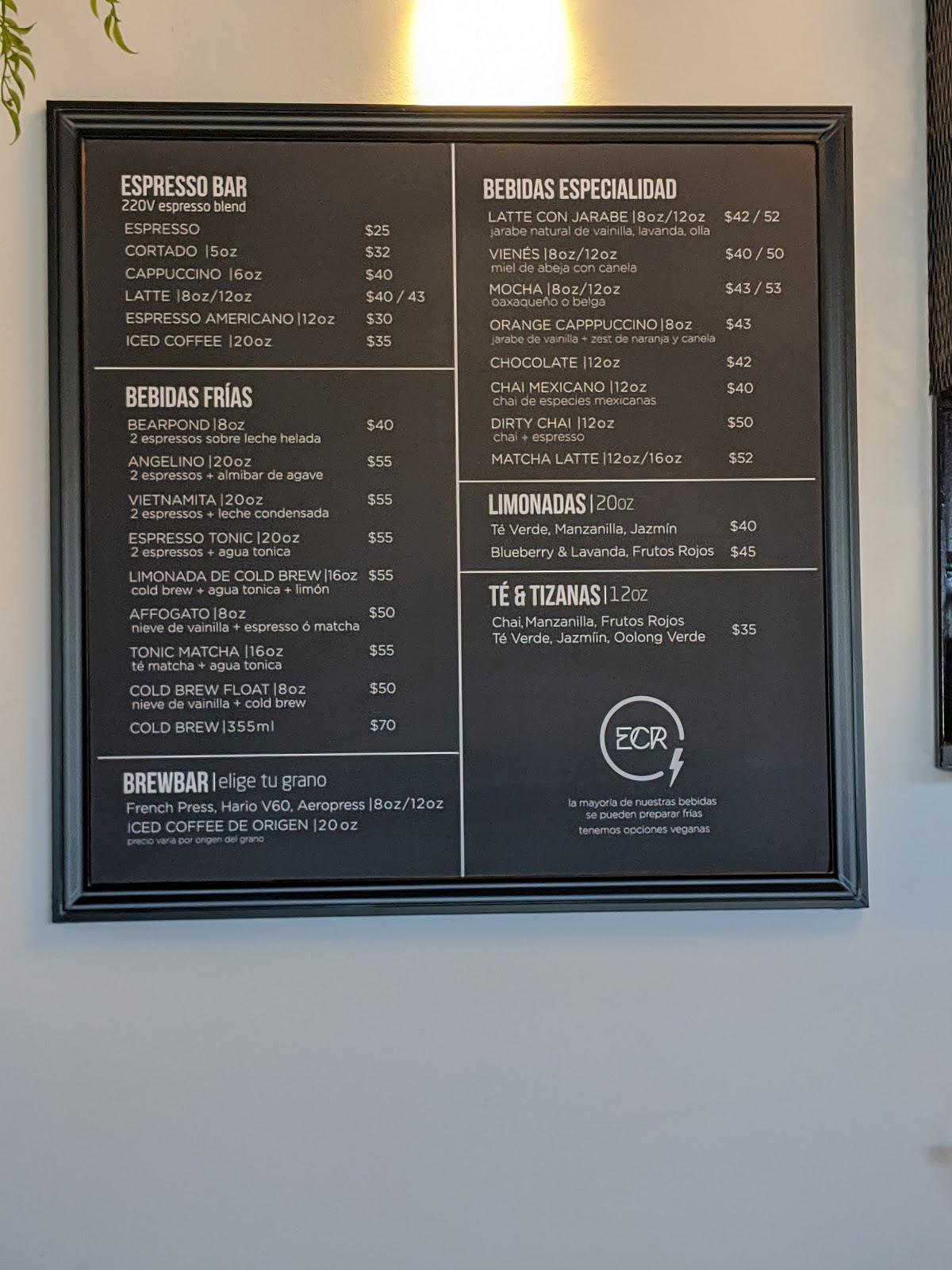 Carta del café Electric Coffee Roasters, Tijuana, Brasil 2309
